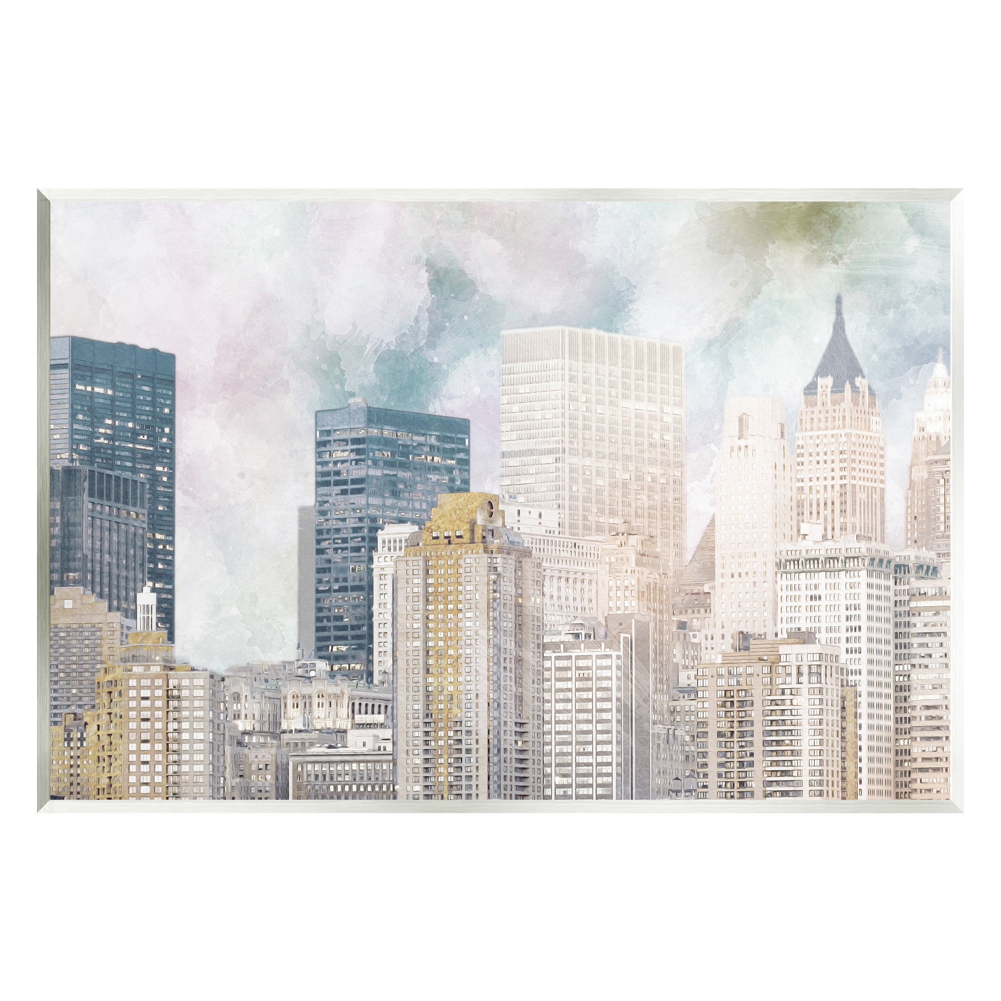 Stupell Industries Layered Pastel Cityscape Buildings City Skyline ...