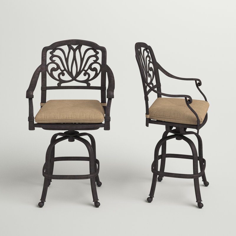 Three Posts™ Lebanon 26" Patio Bar Stool with Cushion | Wayfair