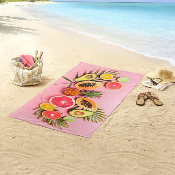Bay Isle Home Good Morning Beach Towel Pink Fruits 75 x 150cm Pink ...