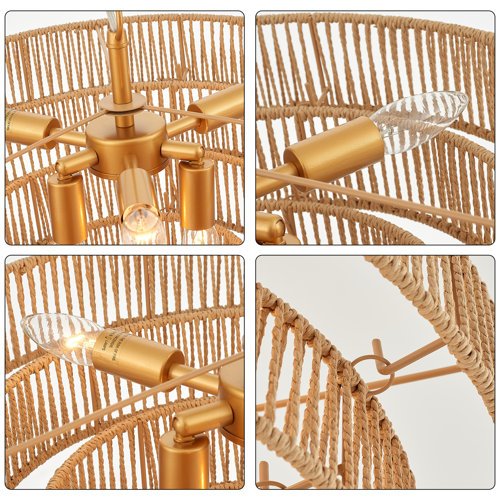 Beachcrest Home Suzette 6-Lights Hand-Woven Pendant Light 20 Inch ...