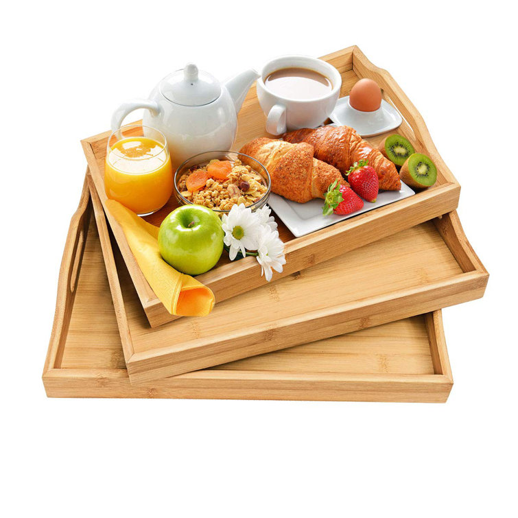 Red Barrel Studio® Isamari Bamboo Tray - Set of 3 & Reviews | Wayfair