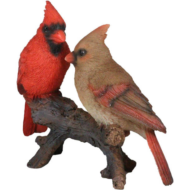 Hi-Line Gift Ltd. Female Cardinal Perched On A Stump Statue | Wayfair