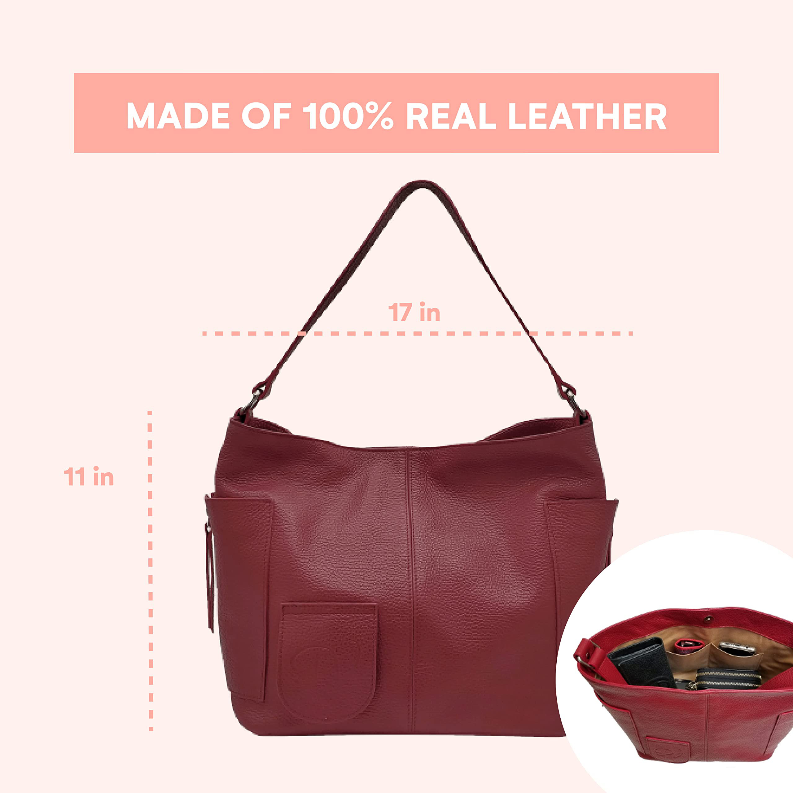 Portovino Espresso Wine Purse - 100% Italian Leather Purse With Hidden ...