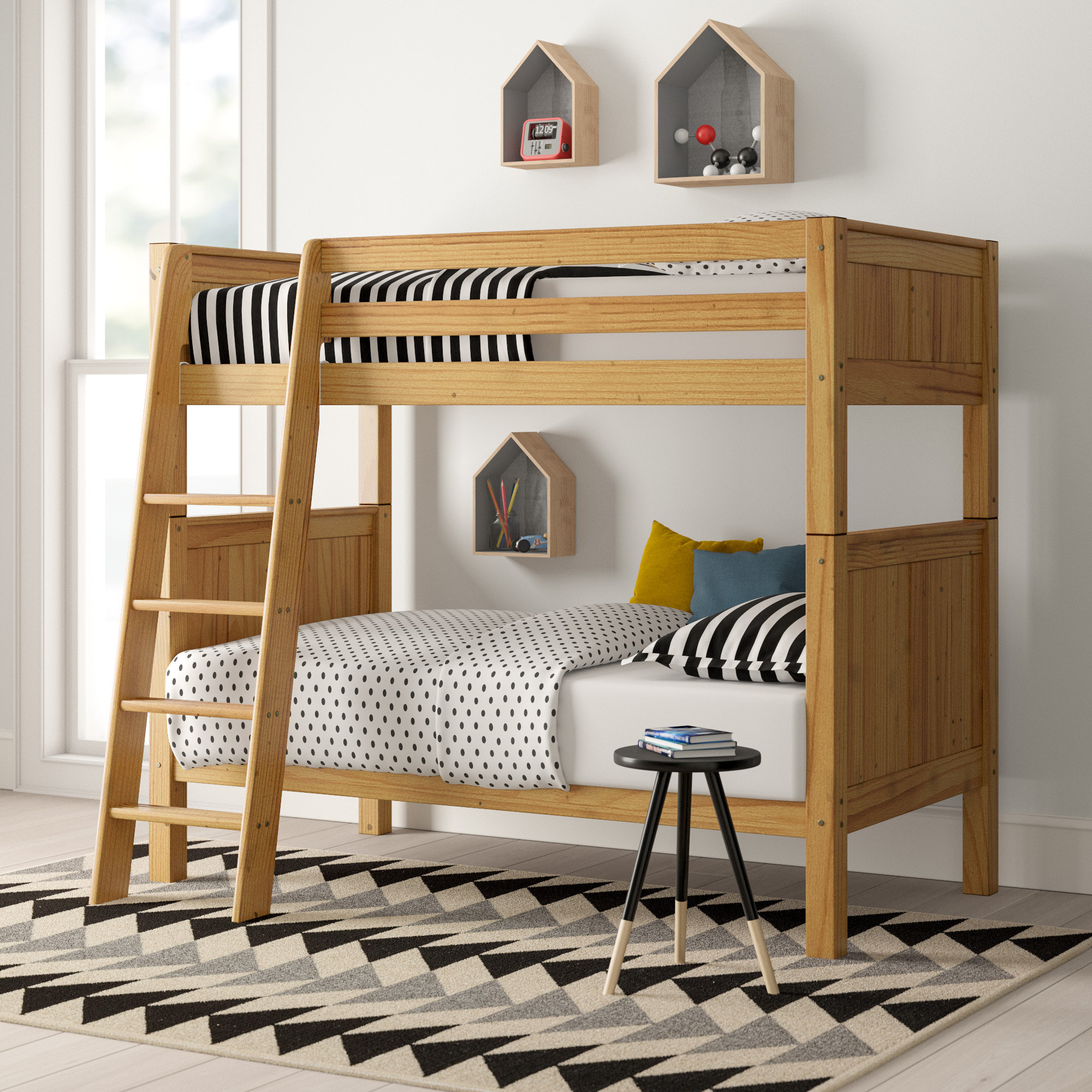 Mack & Milo™ Burkley Twin Over Twin Solid Wood Standard Bunk Bed by ...