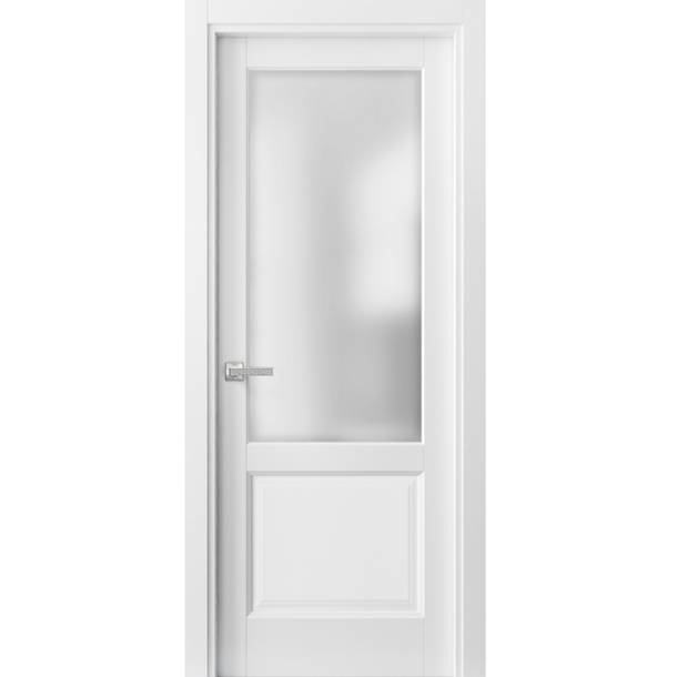 SARTODOORS Lucia Clear Glass Wood French White Doors & Reviews | Wayfair