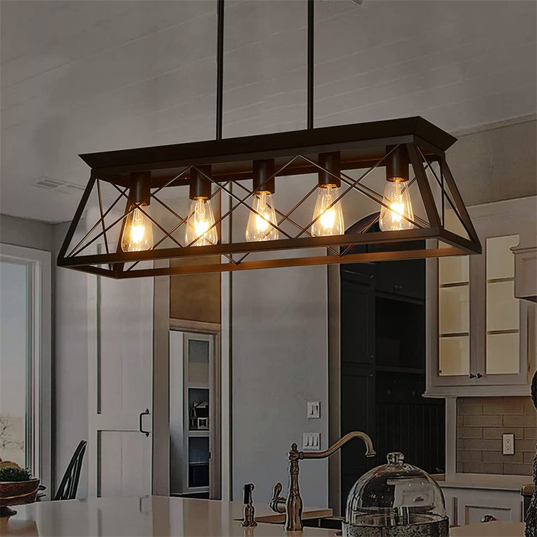 Gracie Oaks Deizel 5 - Light Kitchen Island Square / Rectangle Pendant ...