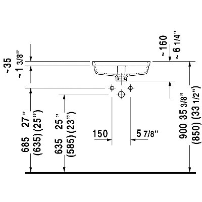 Duravit Vero Ceramic Rectangular Undermount Bathroom Sink with Overflow ...