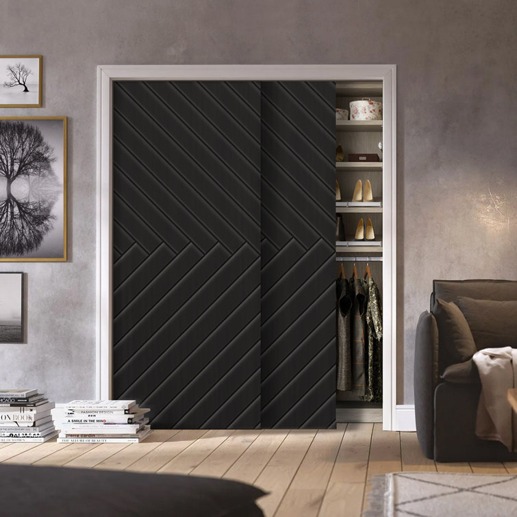 Calhome Paneled Manufactured Wood Sliding Closet Doors | Wayfair