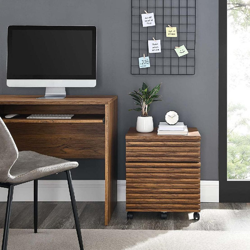 Millwood Pines Render Mid-Century Modern Office File Cabinet In Walnut ...