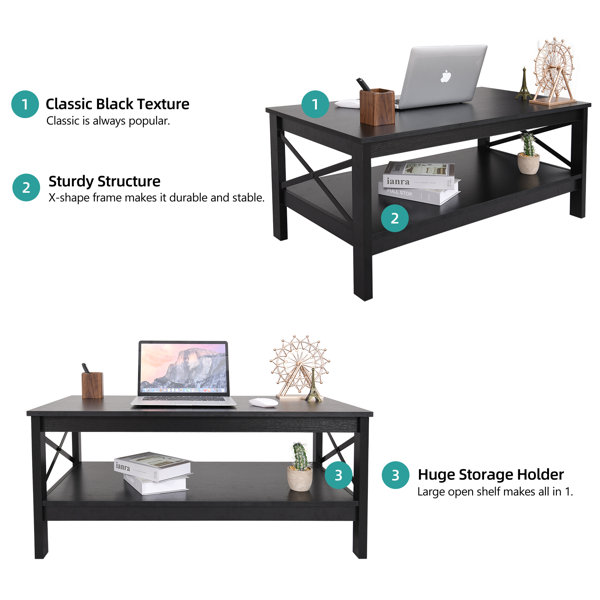 Highland Dunes O'Kean 39" Rectangular Coffee Table with Storage For ...