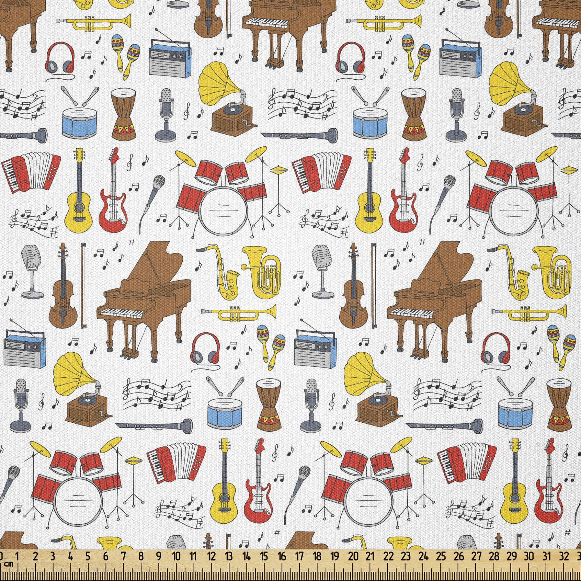 East Urban Home Jazz Music Fabric By The Yard, Musical Instruments ...