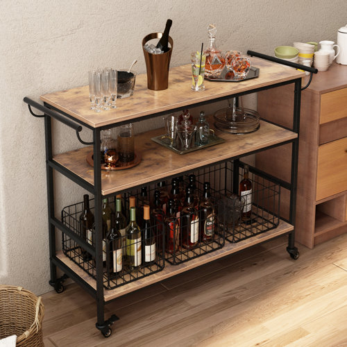 sogesfurniture 45.3'' Wide Bar Cart with Removable Serving Tray ...