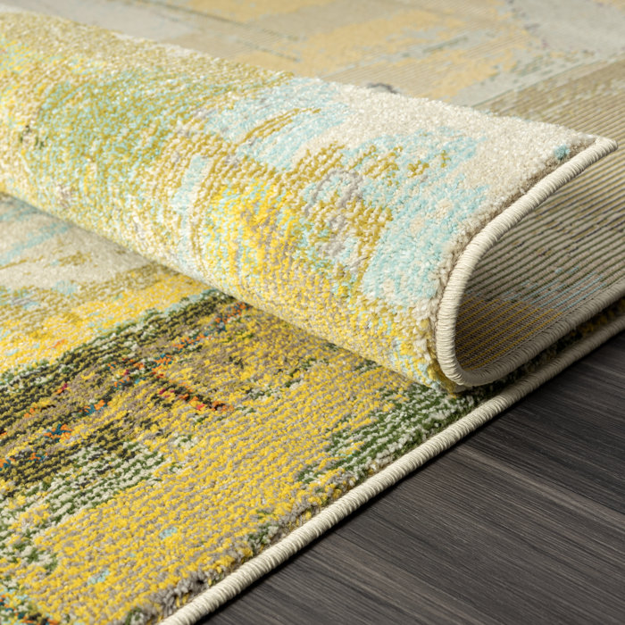 Orren Ellis COLORWRKS Sunny Pastels Abstract Area Rug in Yellow ...