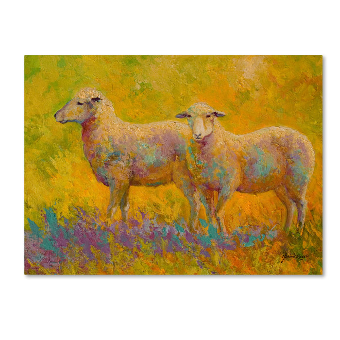Red Barrel Studio® 'Warm Glow Sheep Pair' Print on Wrapped Canvas | Wayfair