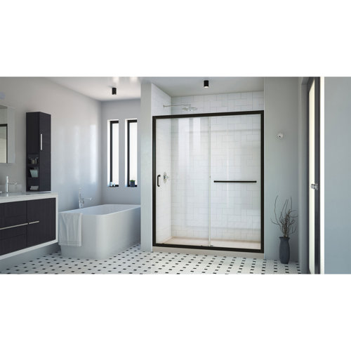 DreamLine Infinity-Z 60" W x 74.75" H Semi-frameless Sliding Shower Kit ...
