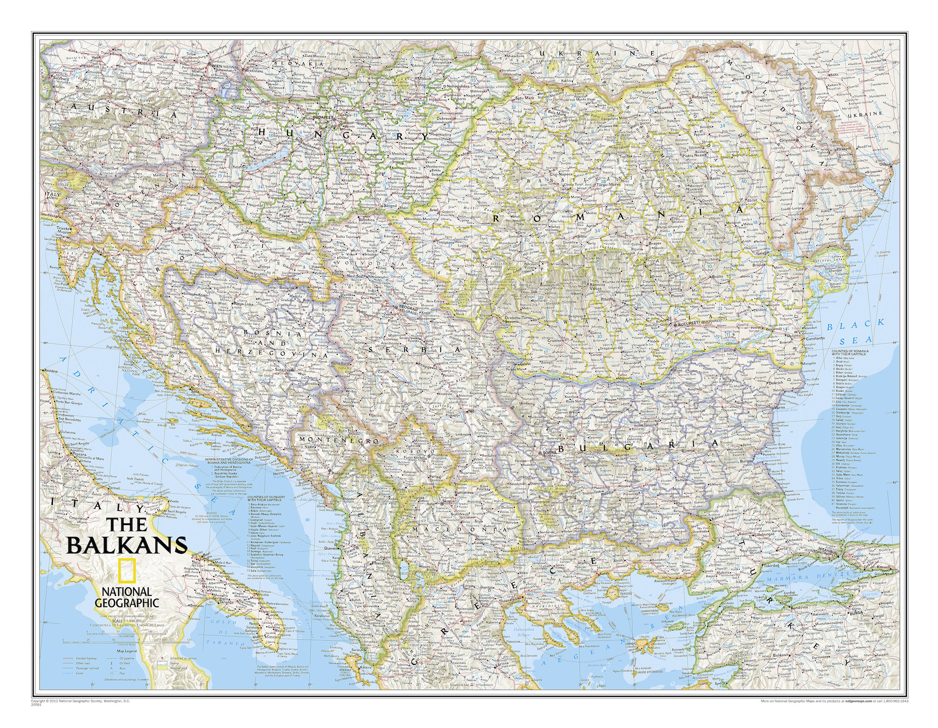 National Geographic Maps The Balkans Classic Wall Map | Wayfair