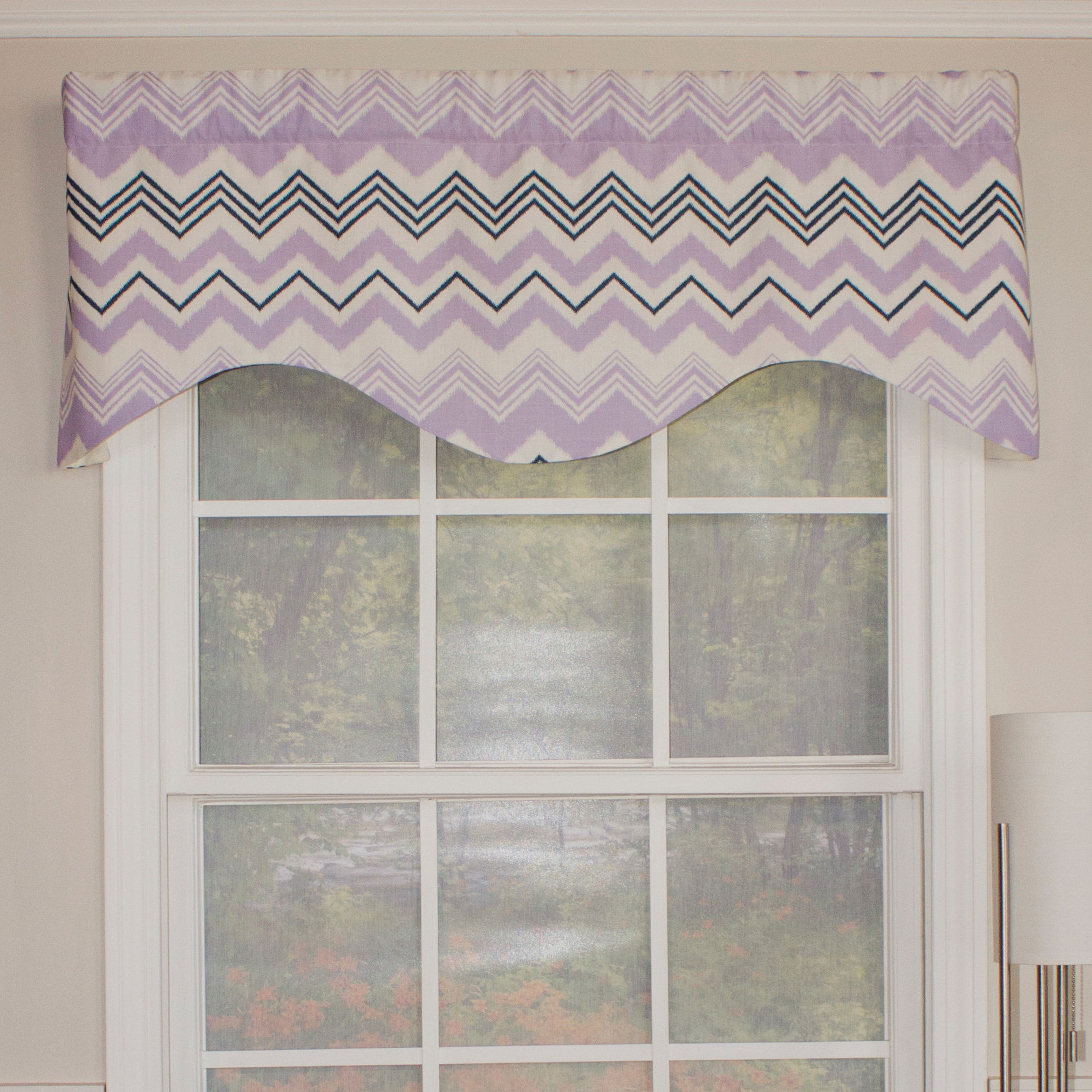 RLF Home Cornice Chevron Cotton Scalloped 50'' W Window Valance in ...