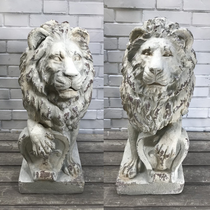 Bloomsbury Market 2 Piece Tall Magnesium Lion Sentry Statue Set ...