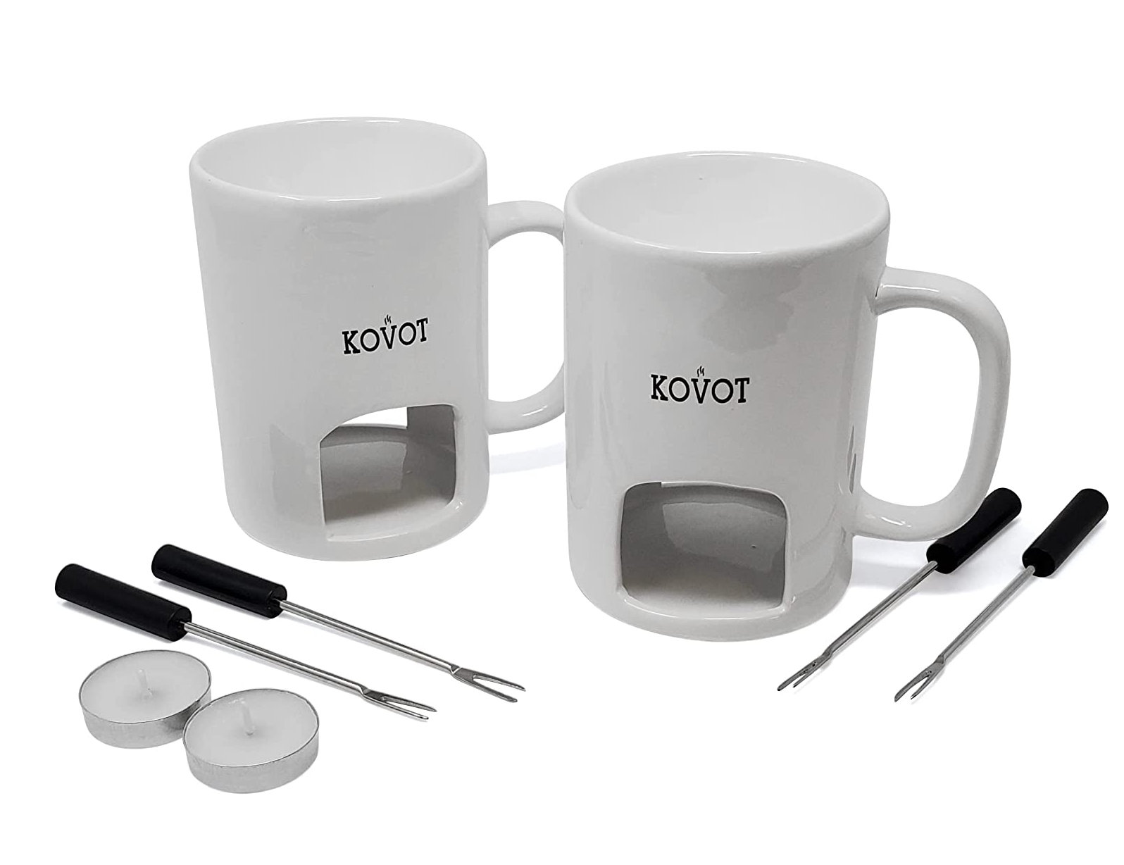 Kovot Personal Fondue Mugs Set Of 2 White | Ceramic Mugs For Chocolate ...