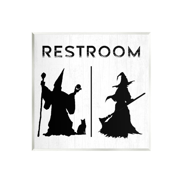 Stupell Industries Rustic Witch & Wizard Halloween Restroom Sign by ...