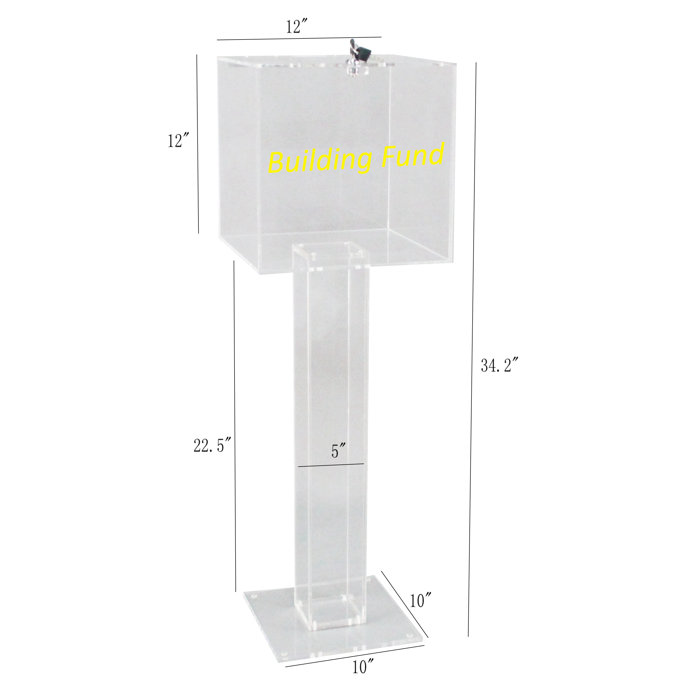 Fixturedisplays® Clear Plexiglass Large Floor Standing Tithing Box ...