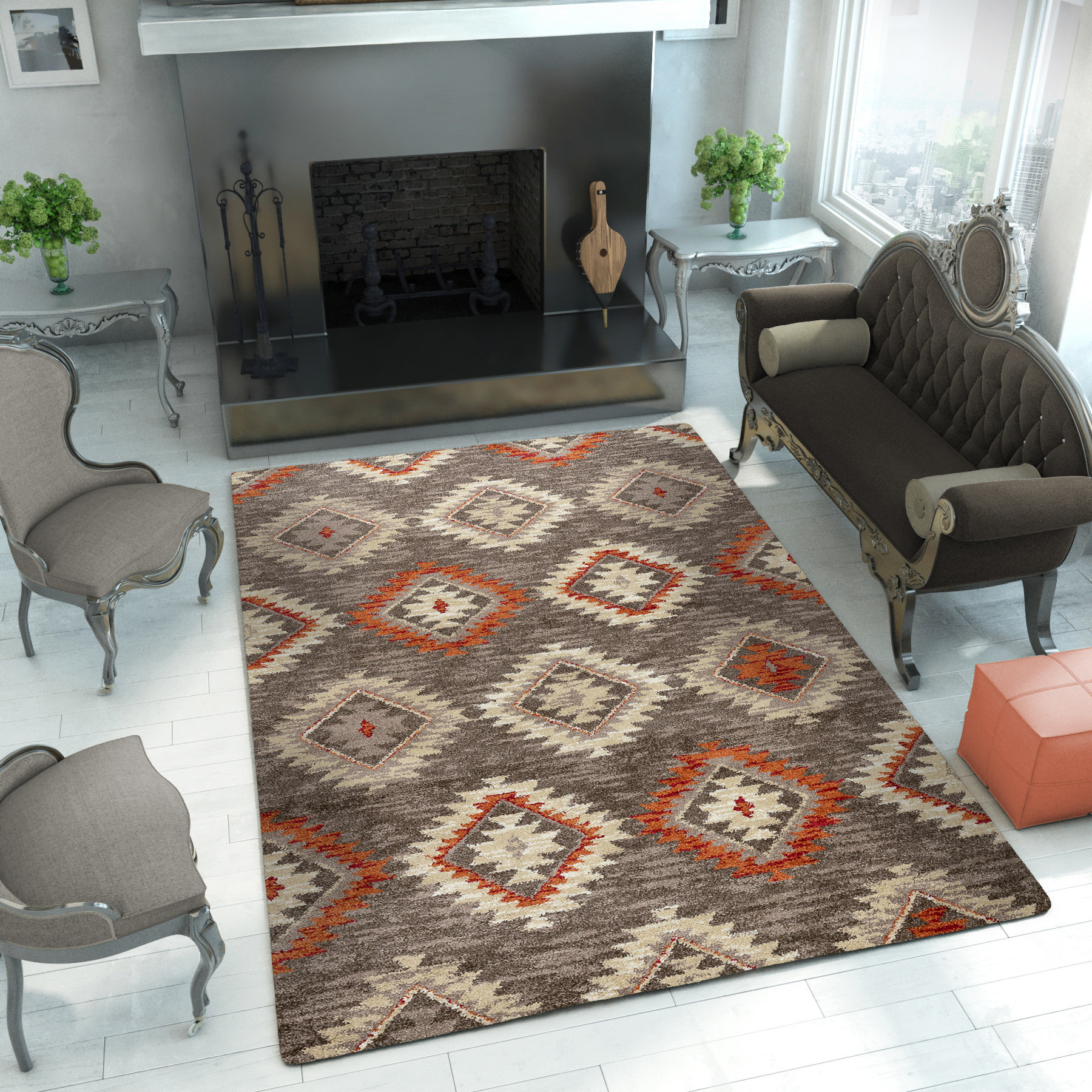 Union Rustic Falco Machine Woven / Power Loomed Performance Brown ...