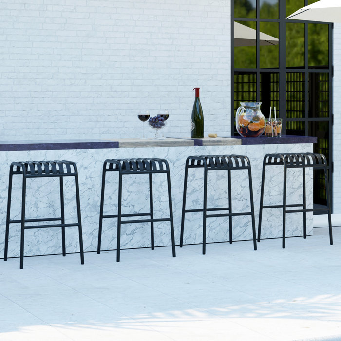 AllModern Abra Metal Outdoor 29.7'' Bar Stool | Wayfair