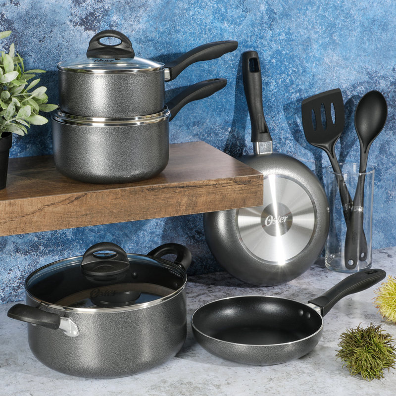 Oster Clairborne 10 Piece Aluminum Cookware Set With Tools | Wayfair