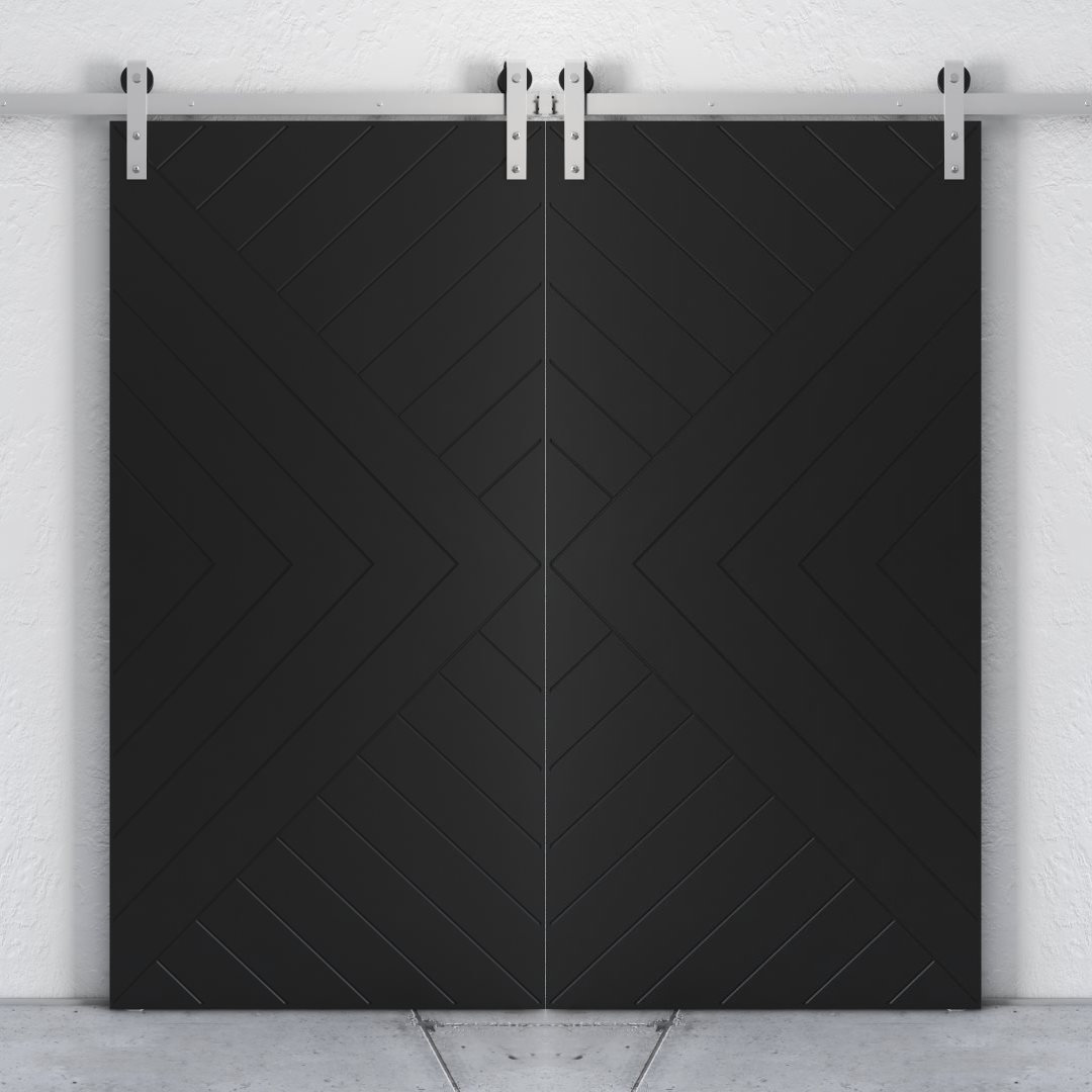 Urban Woodcraft Paneled Manufactured Wood Painted Arctic Barn Door with ...