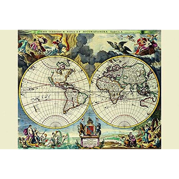 MH Handel Stereographic Map Of The World - Wrapped Canvas Graphic Art ...