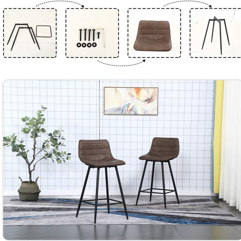 Corrigan Studio® Bar Stools Set Of 2, Barstools - Industrial Pu Bar ...