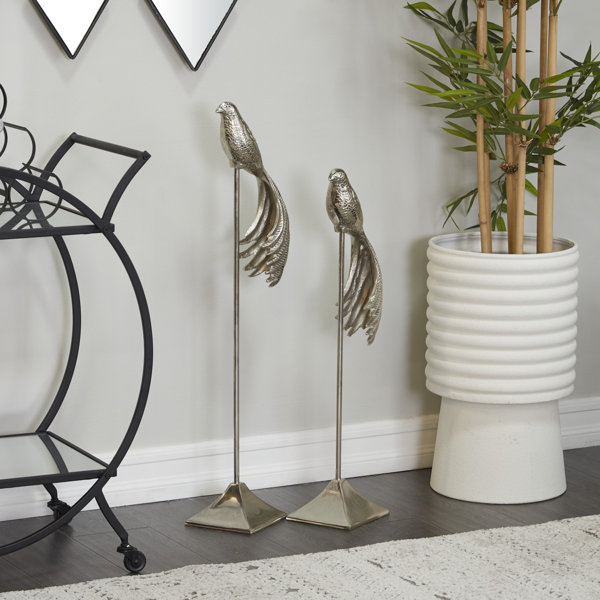 Lark Manor Aireona 2 Piece Eclectic Aluminum Bird Statue Set | Wayfair