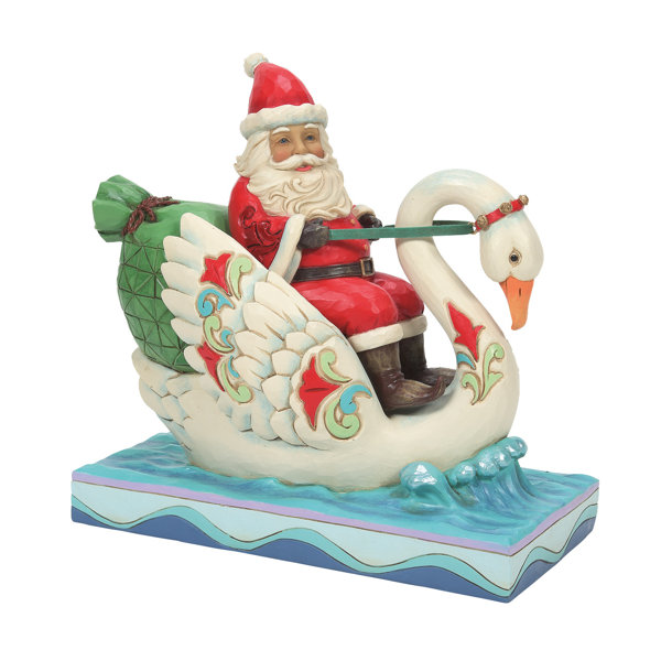 Heartwood Creek Santa Riding Swan Figurine | Wayfair.co.uk