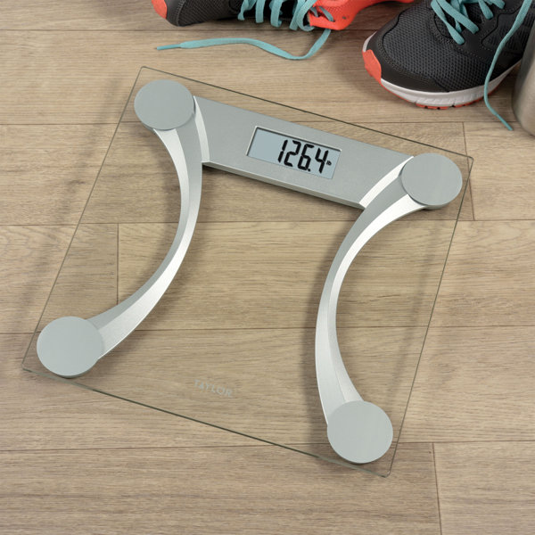 Taylor Clear Glass Digital Bathroom Scale With Metallic Accents | Wayfair