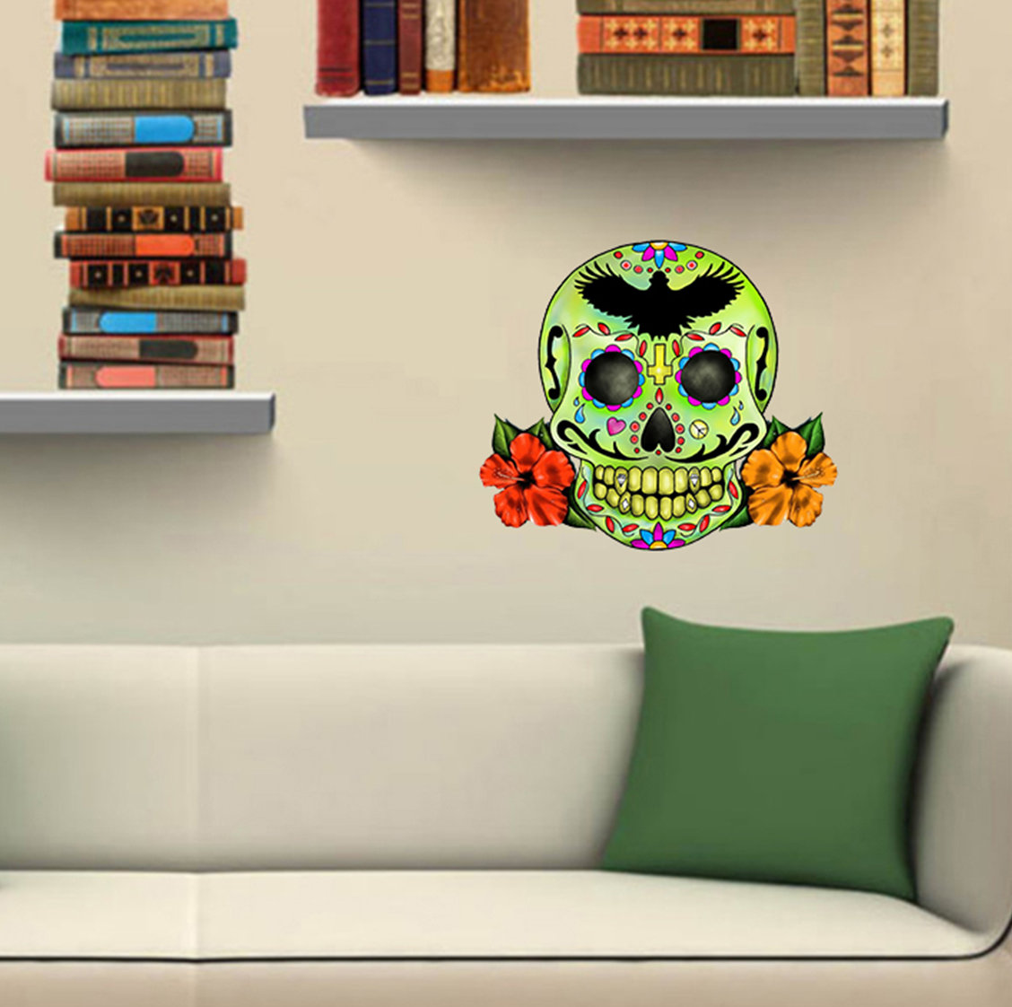 Trinx Colorful Skull Sticker, Colorful Skull Decal, Colorful Skull Wall ...