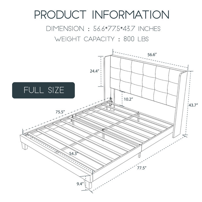 Latitude Run® Platform Bed Frame With Wingback & Reviews | Wayfair
