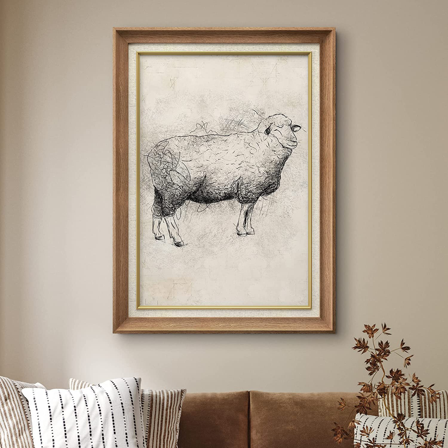 SIGNLEADER Farm Sheep - Picture Frame Drawing Print on Canvas | Wayfair