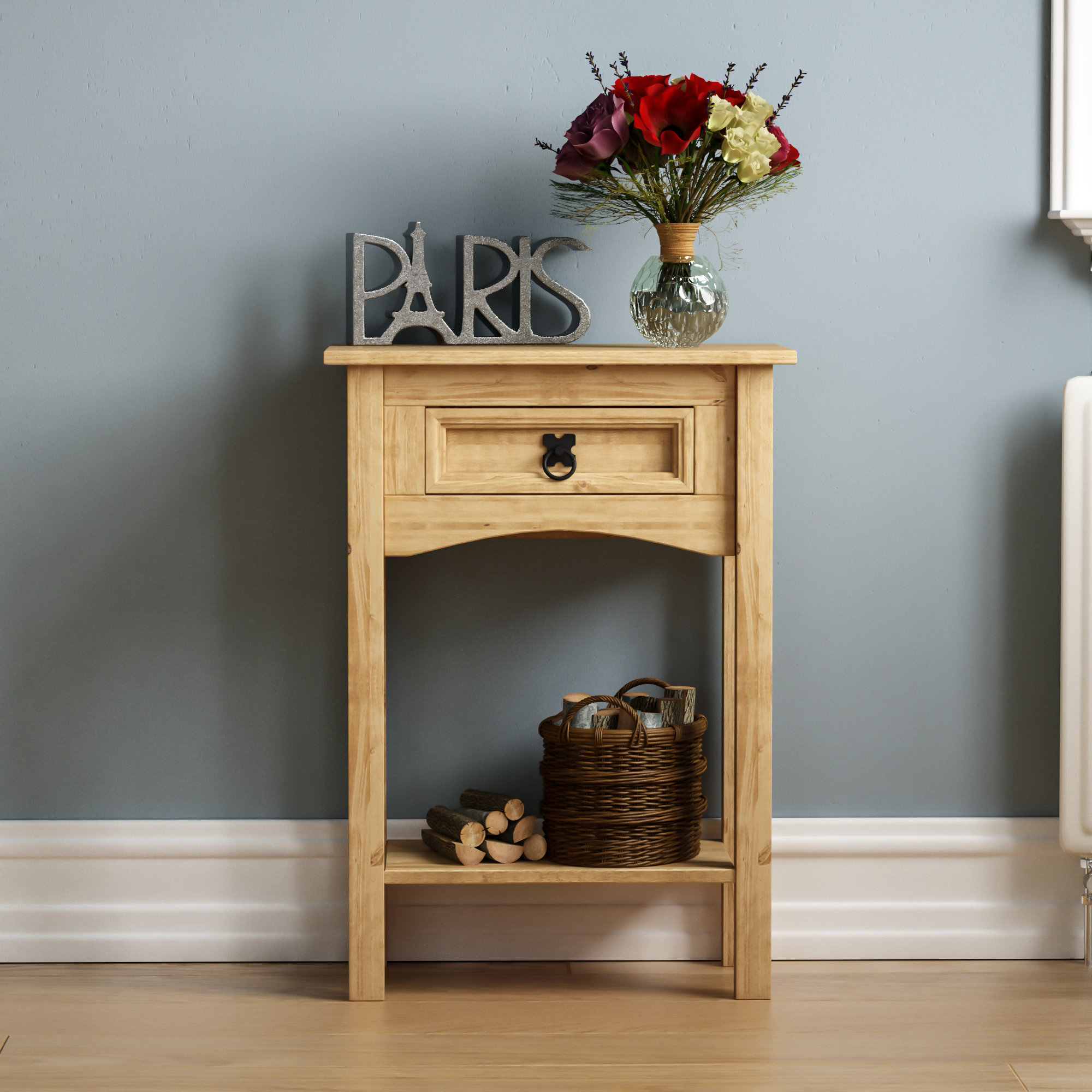 Lark Manor Achiles 50Cm 1 Drawer Solid Wood Console Table for Hallway ...