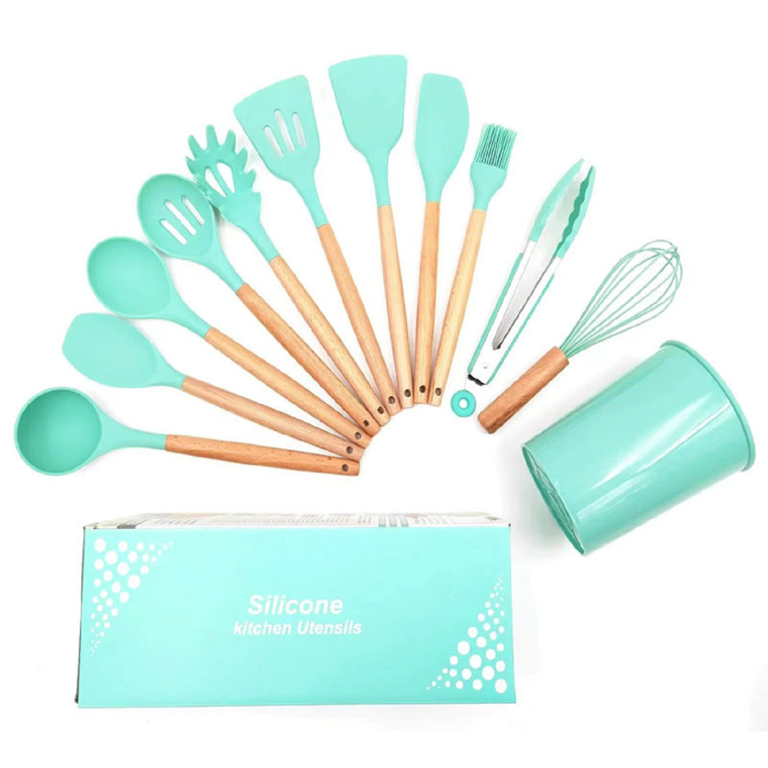 QXXSJ 12Pcs Silicone Kitchen Utensil Set FDA Stand | Wayfair