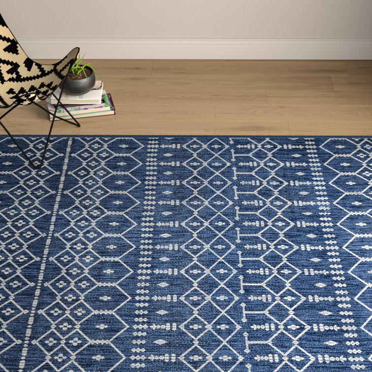 Langley Street Aitken Power Loom Navy Indoor/Outdoor Rug & Reviews ...