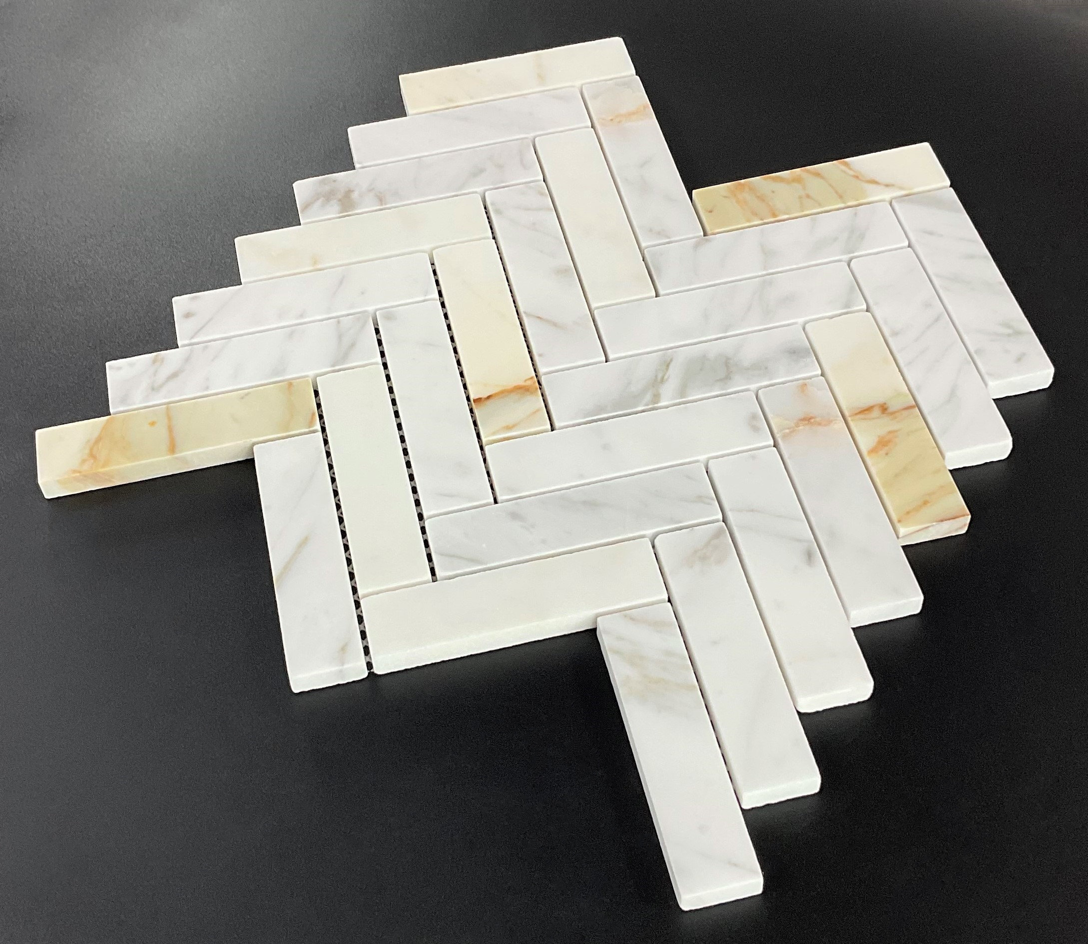 ES Stone 1" x 4" Natural Stone Herringbone / Chevron Mosaic Wall ...