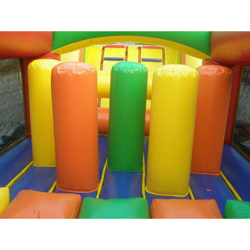 JumpOrange Rainbow 40' x 12' Inflatable Obstacle Course with Slide and ...