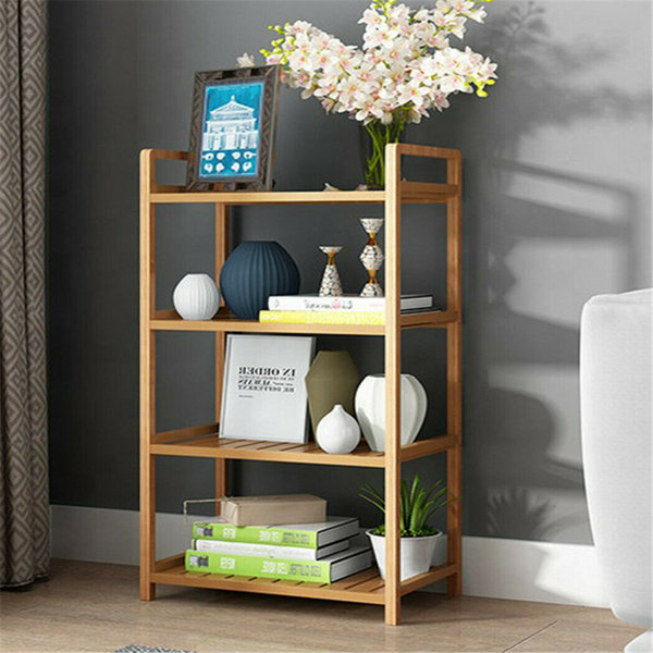 Rebrilliant Tall 4 Tier Bamboo Wood Storage Rack Kitchen Shelving ...