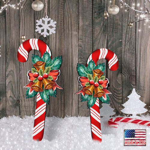 The Holiday Aisle® Christmas Candy Cane Yard Wooden Free Standing ...