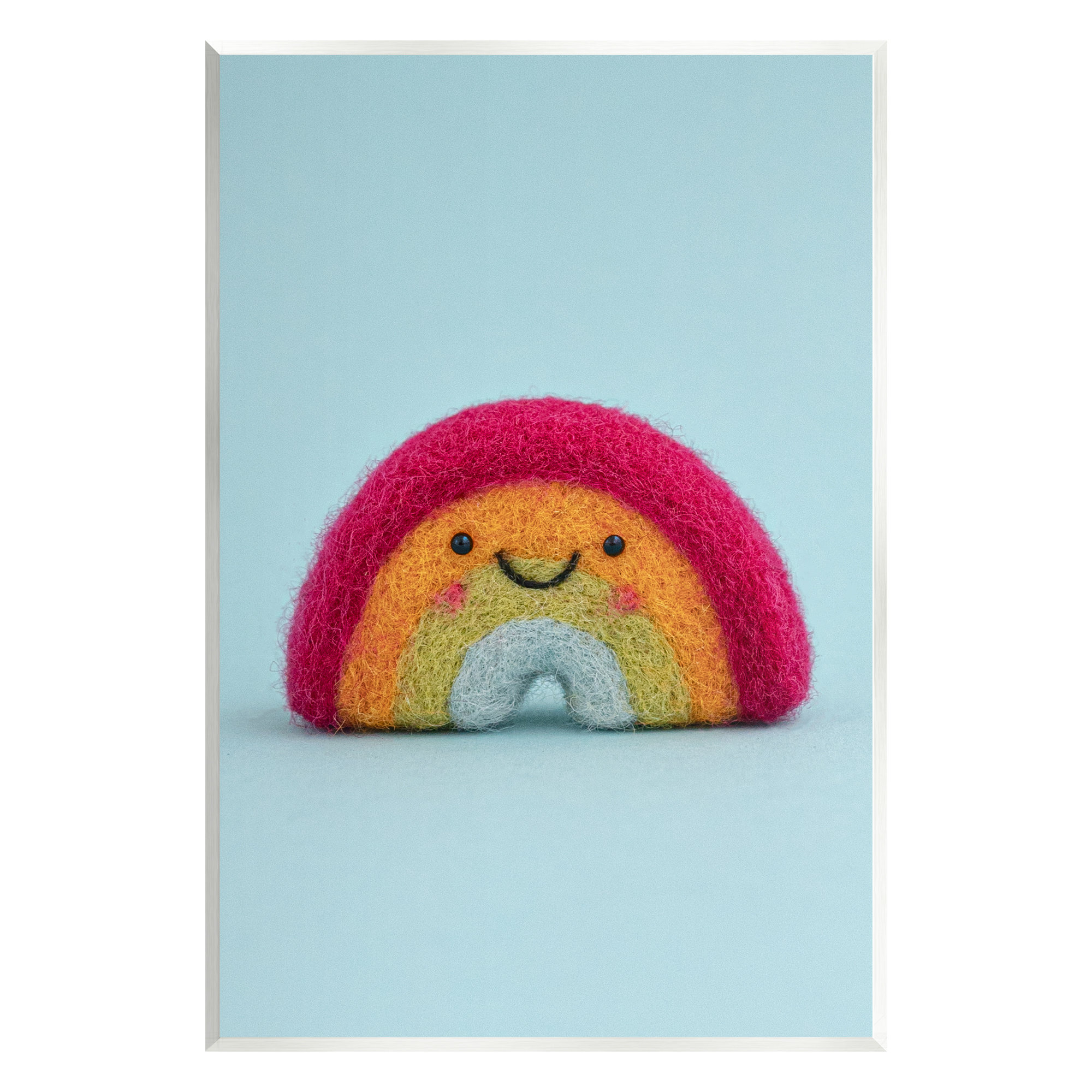 Stupell Industries Happy Smiling Rainbow Blue Background Framed by ...