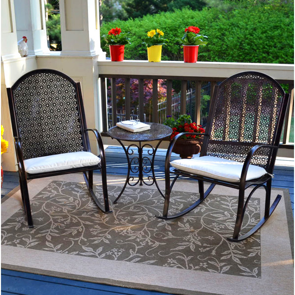 Tortuga Outdoor Metal Garden Rocker - 3Pc Set (2 rockers, 1 side table ...