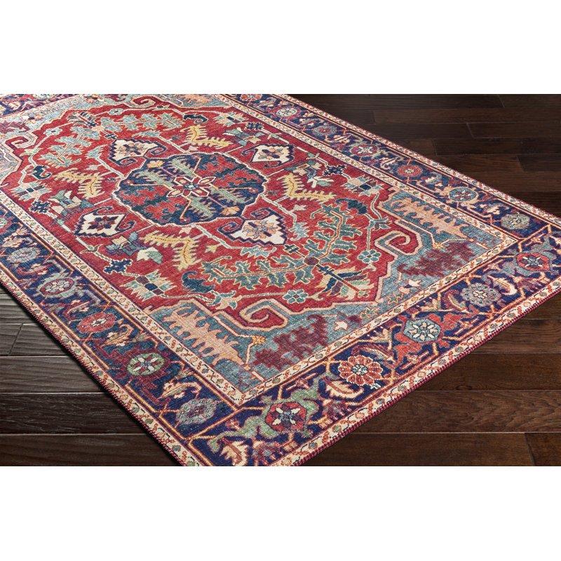 Langley Street Fleckenstein Performance Red/Navy Rug & Reviews | Wayfair