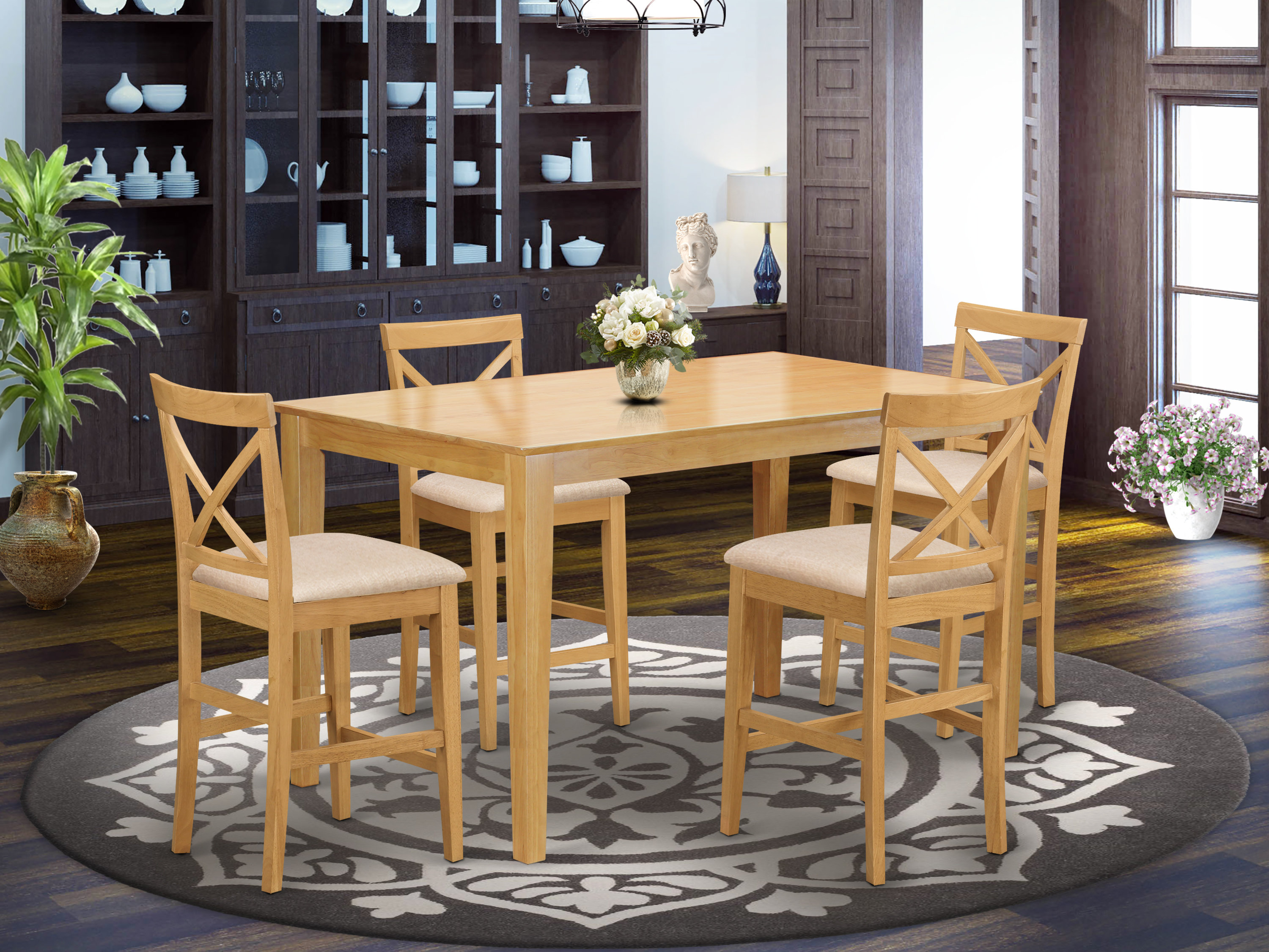 Gracie Oaks Adelline 4 - Person Counter Height Solid Wood Dining Set ...