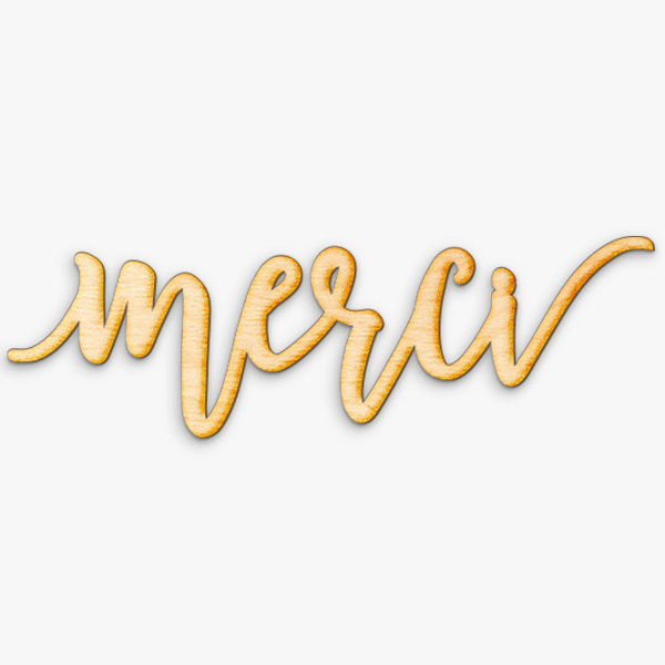 Wrought Studio Pen Script Merci Wood Sign Wall Décor | Wayfair