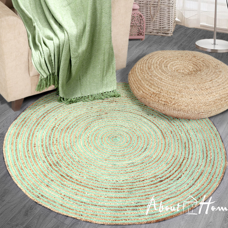 ABOUT HOME Hand Braided Sage Green Indoor / Outdoor Rug | Wayfair.co.uk